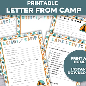 Camp Stationery Printable, Letter From Camp, Camp Letter Printable ...