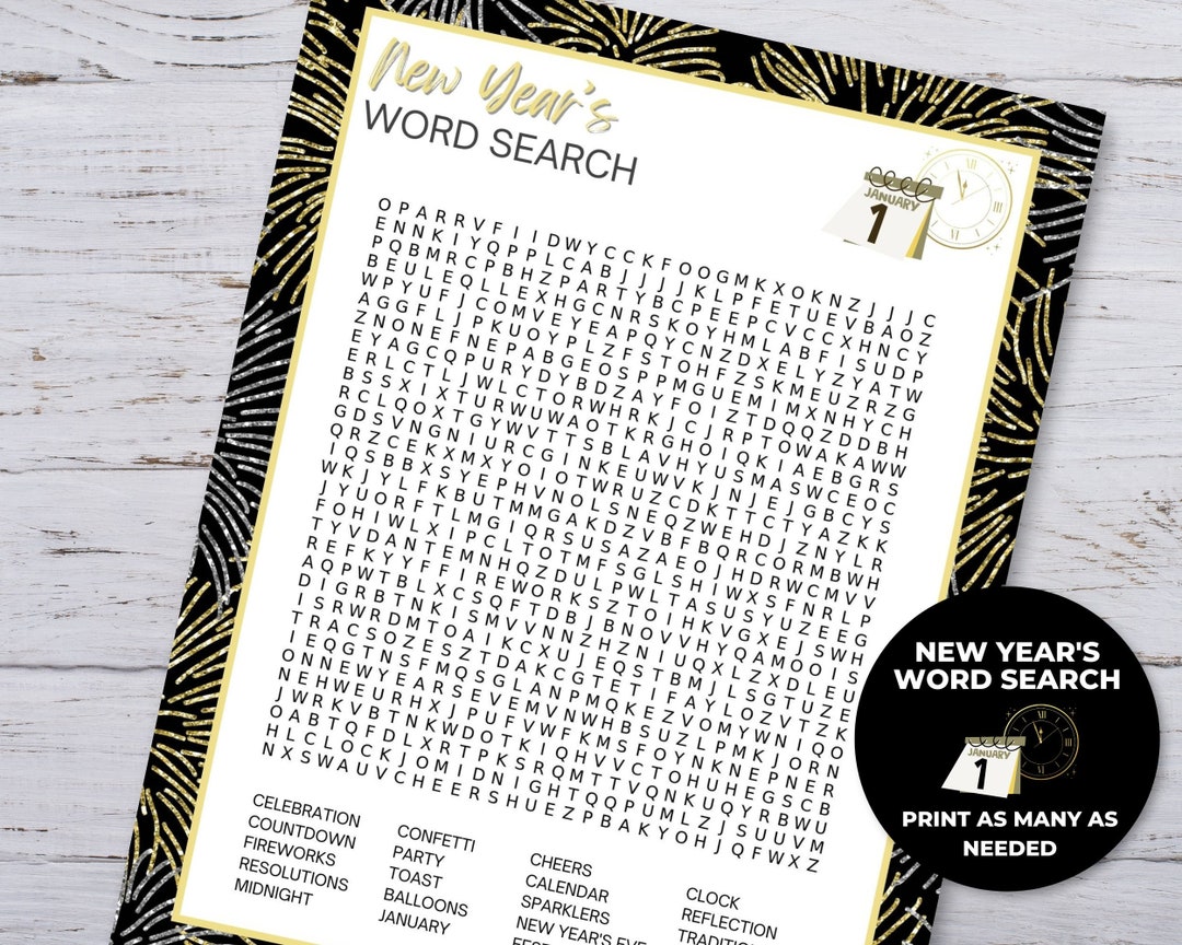 New Years Word Search, New Years Eve Party Games, Printable Word Search ...