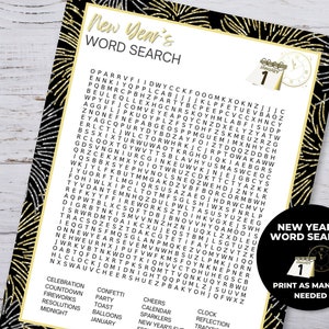 New Years Word Search, New Years Eve Party Games, Printable Word Search ...