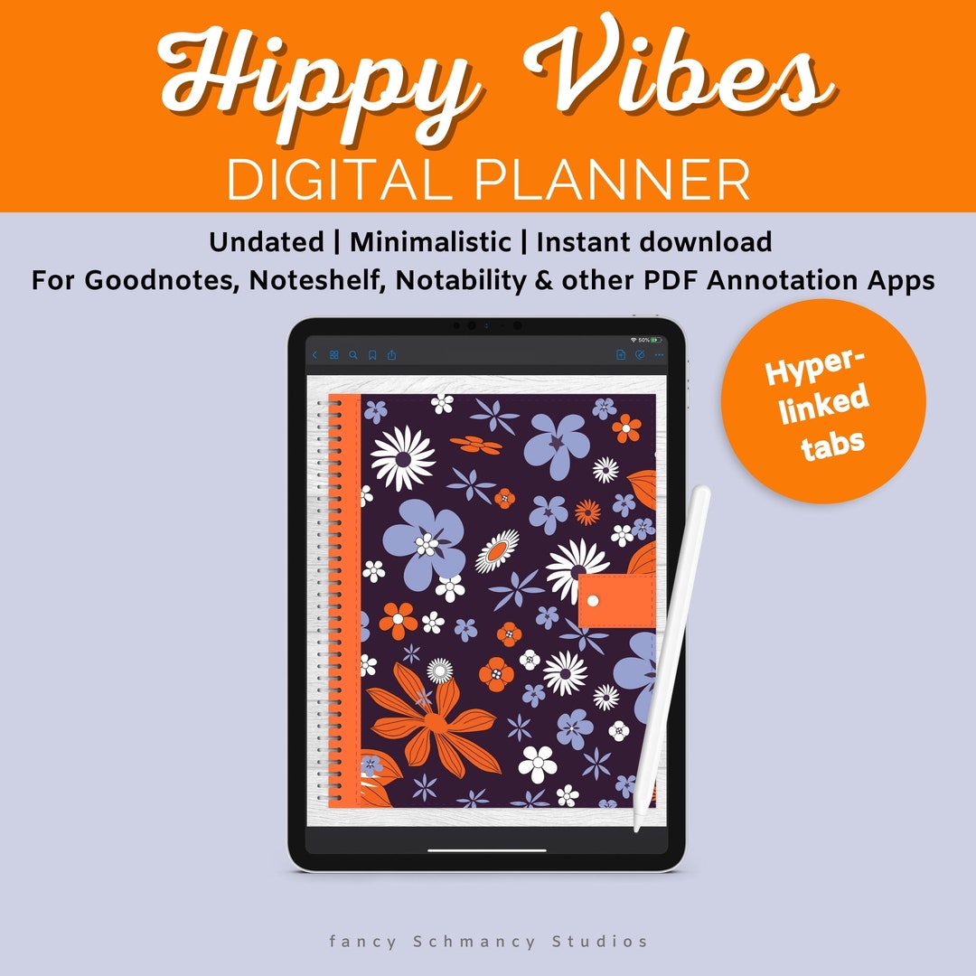 Retro Digital Planner, Groovy Hippy Vibes Digital Download, Goodnotes ...
