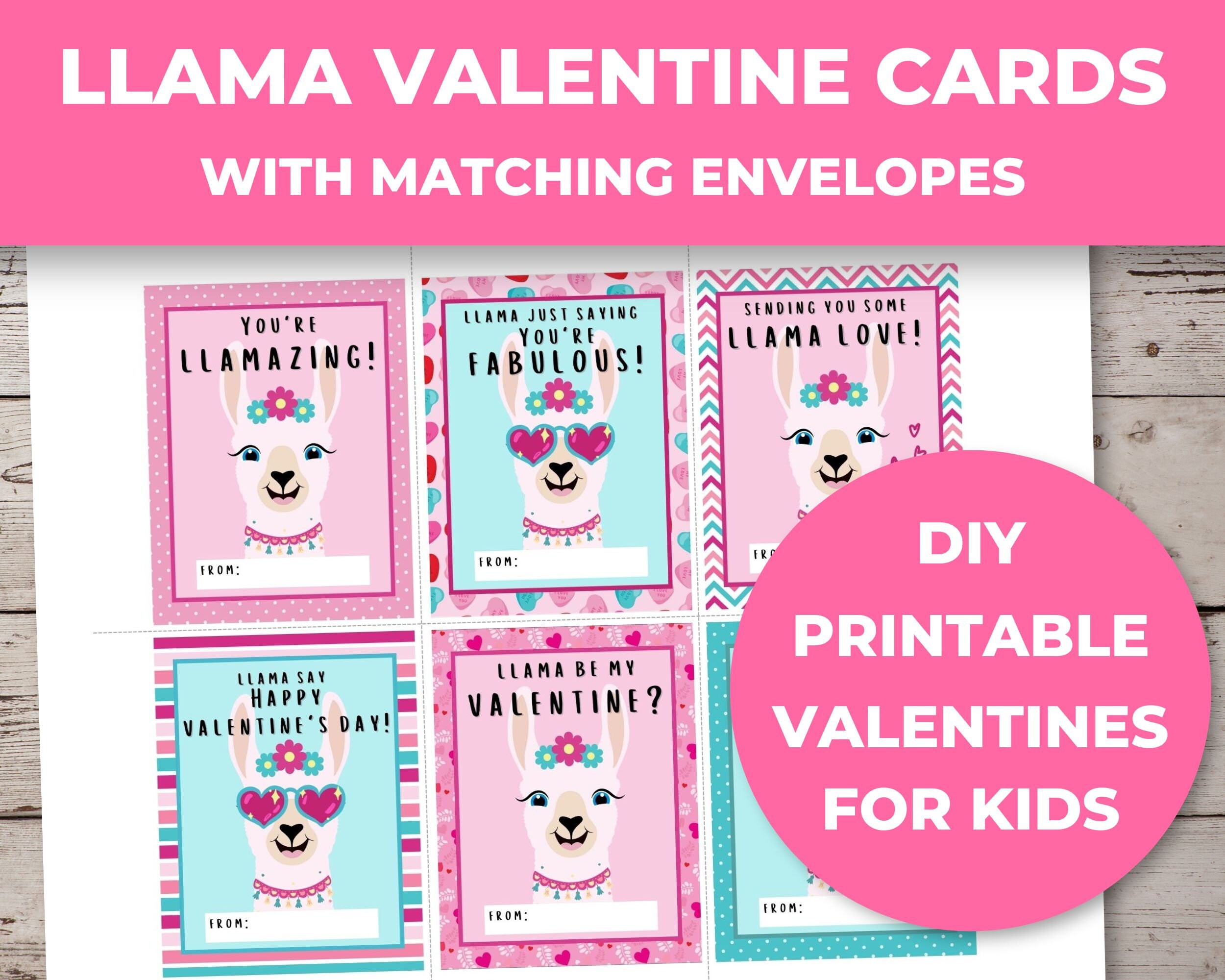 Printable Llama Valentines for School Class, Llama Valentine Cards ...