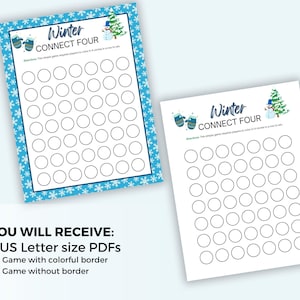 Winter Four in A Row Party Game Printable, Winter Activity, Family ...