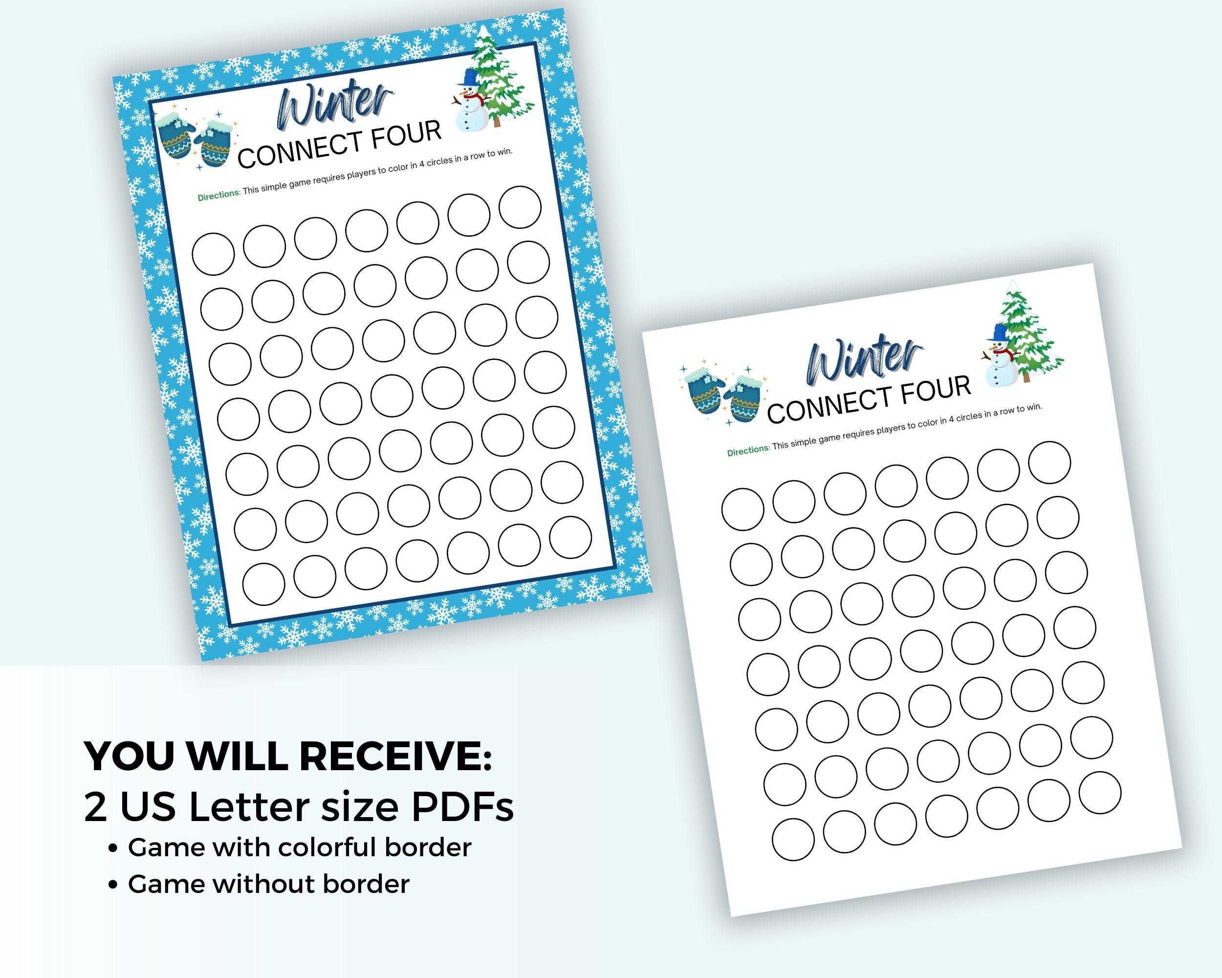 Winter Four in A Row Party Game Printable, Winter Activity, Family ...