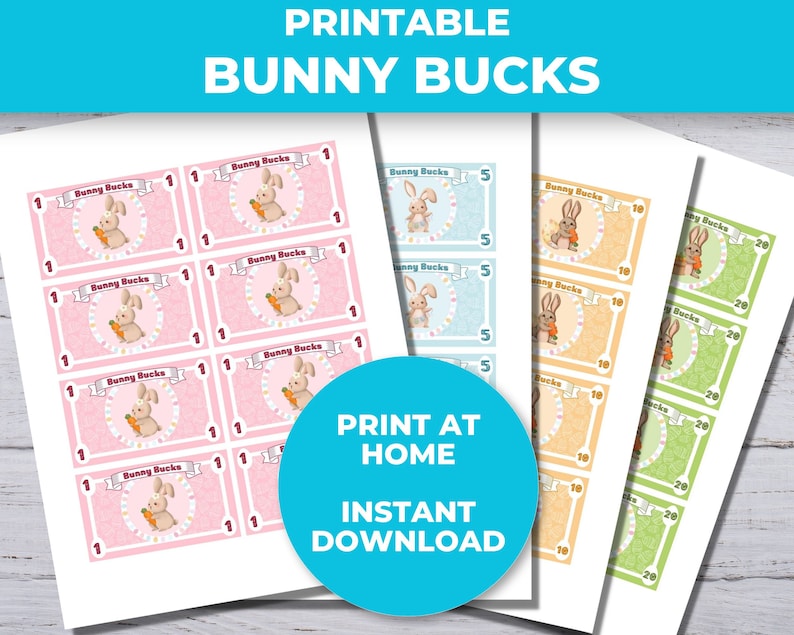 Printable Bunny Bucks, Bunny Money Easter Printable, Easter Egg Filler ...