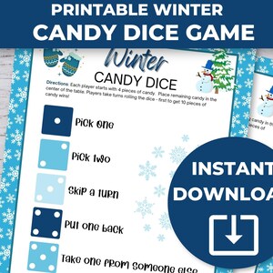 Printable Winter Candy Dice Game, Winter Activities for Kids and Adults ...