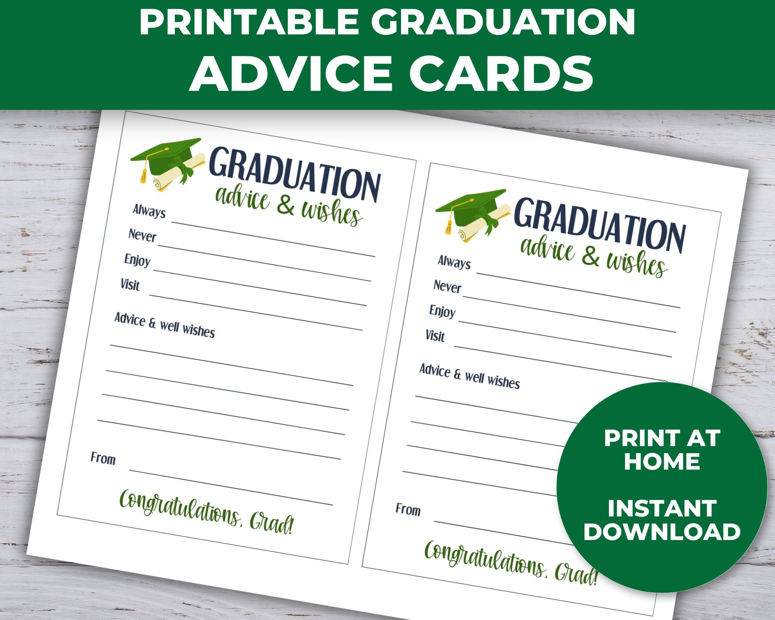 Graduation Advice and Wishes Card, Printable Advice Cards Graduation ...