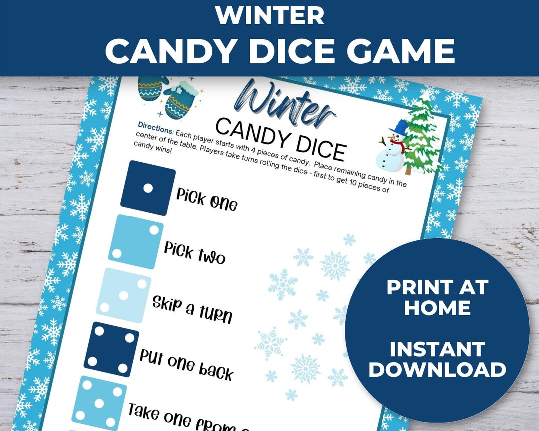 Printable Winter Candy Dice Game, Winter Activities for Kids and Adults ...