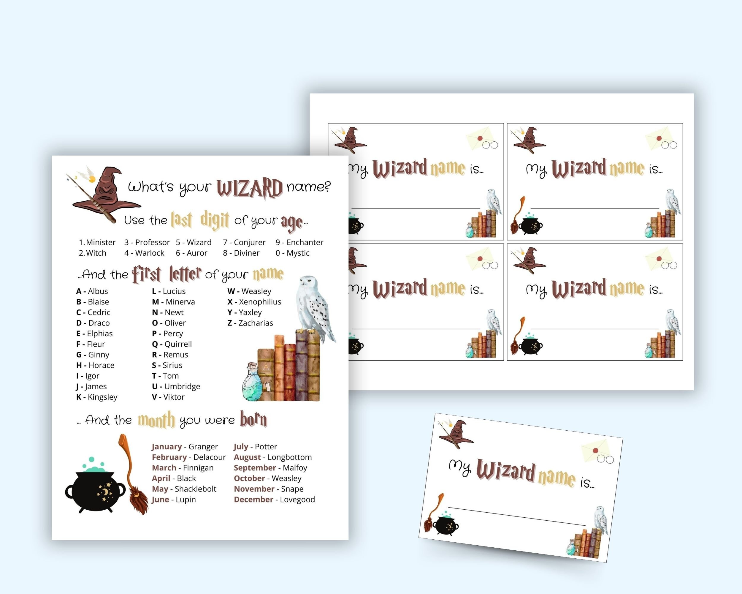Whats Your Wizard Name, Wizard Baby Shower Games, Wizard Birthday ...