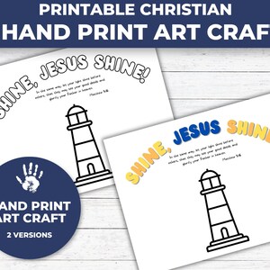 Shine Jesus Shine Art, Handprint Keepsake Art, Christian Homeschool ...