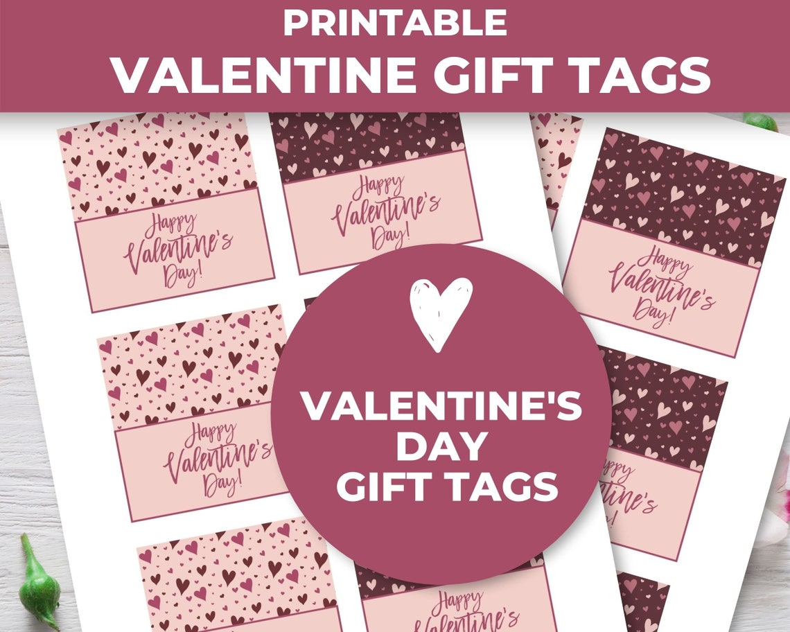 Printable Valentine Gift Tags Valentine Blush Hearts Tags or - Etsy