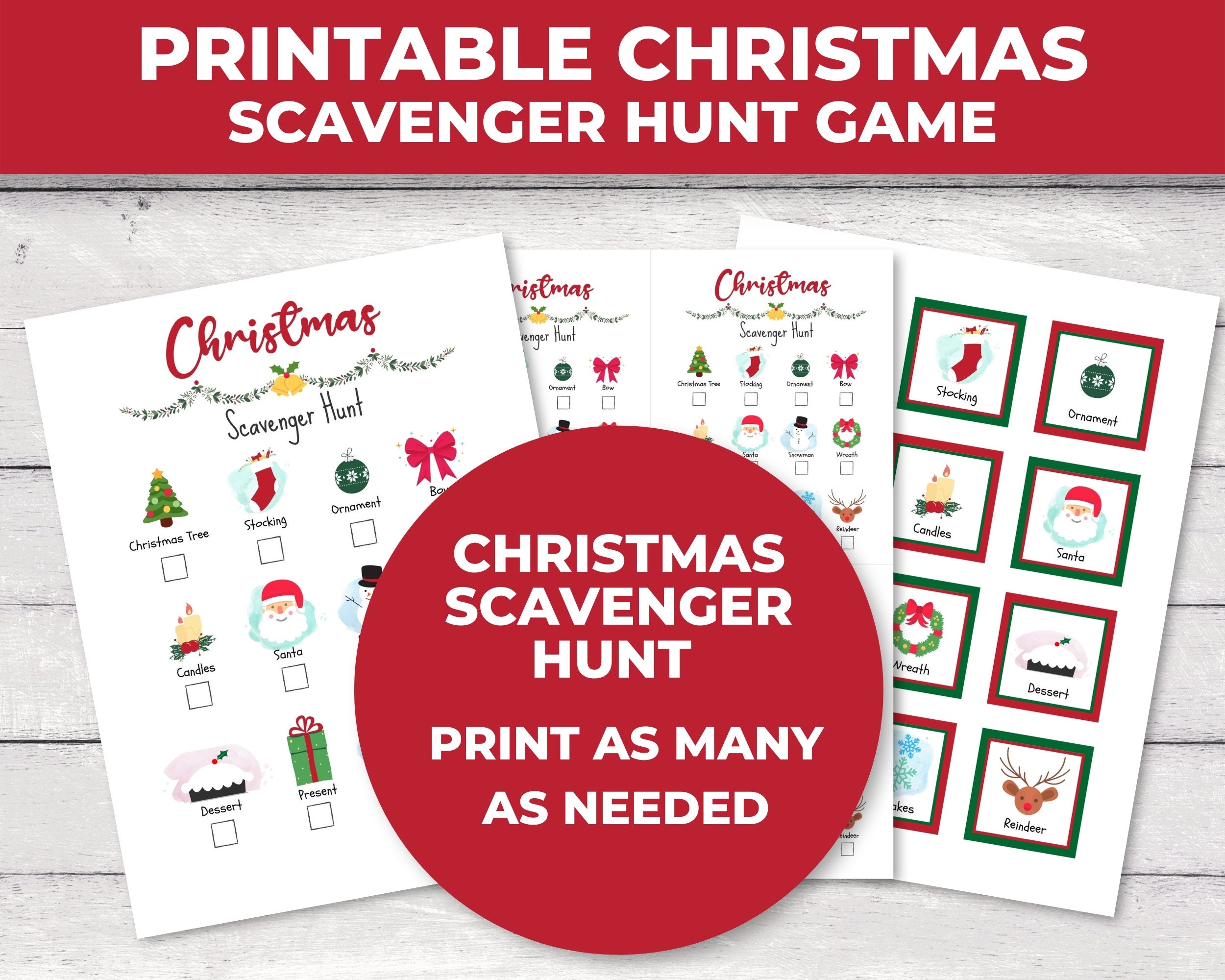 Printable Christmas Scavenger Hunt and Matching Game for Kids ...