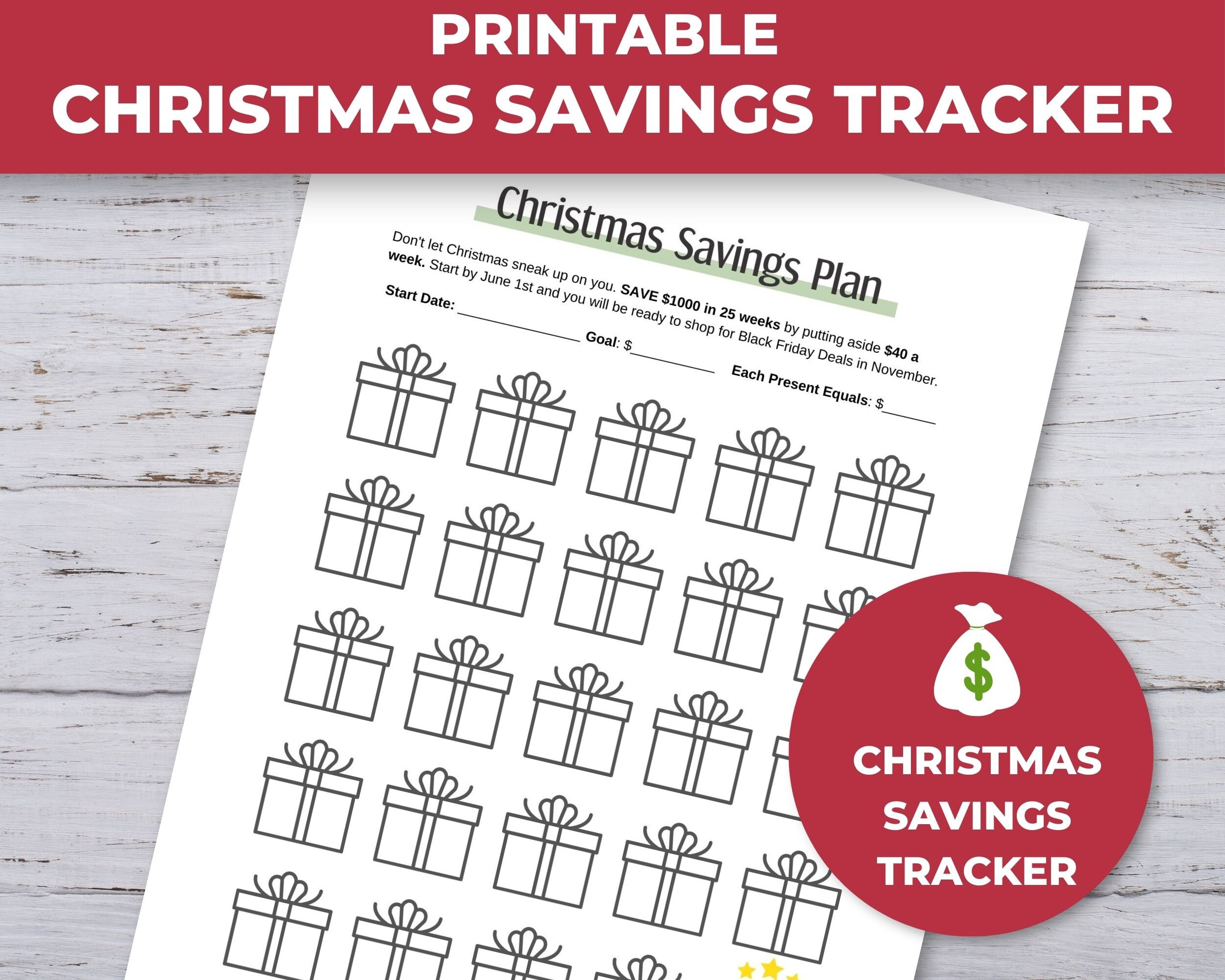 Christmas Savings Tracker Printable, Holiday Savings Tracker, Cash ...