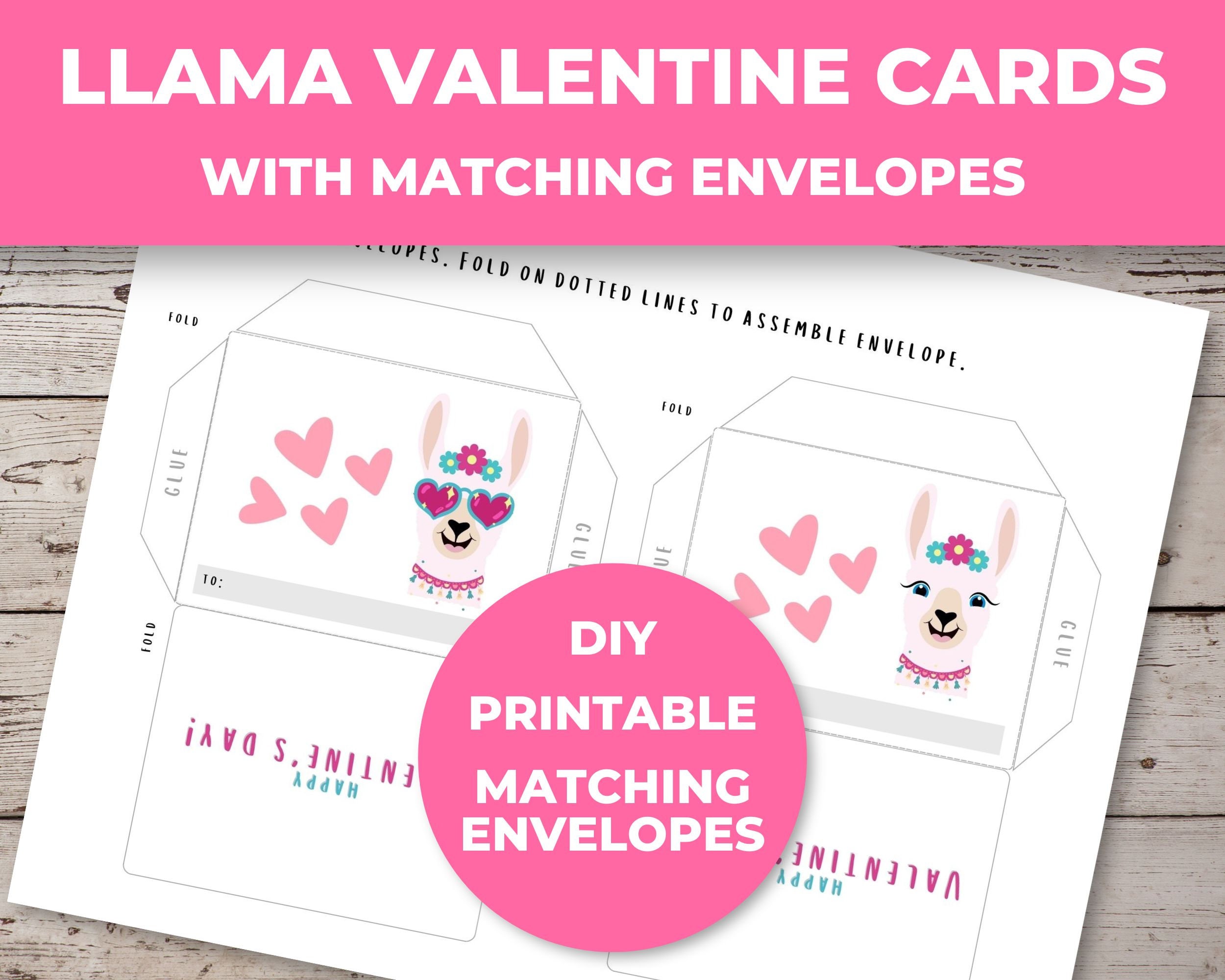 Printable Llama Valentines for School Class, Llama Valentine Cards ...