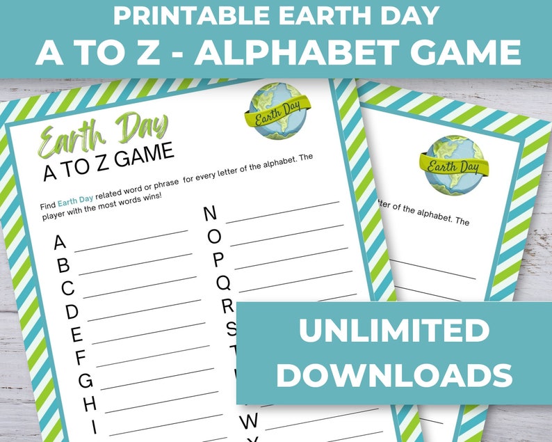 Earth Day A to Z Game, Printable Earth Day Games for Kids, Classroom ...