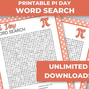 Pi Day Word Search Printable, Pi Day Activities for Kids Printable, Pi ...