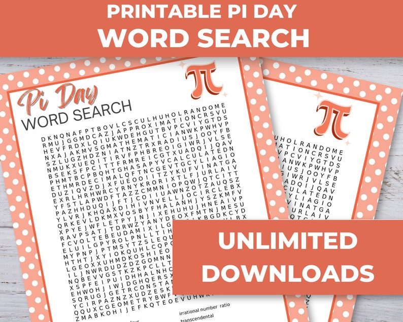 Pi Day Word Search Printable, Pi Day Activities for Kids Printable, Pi ...