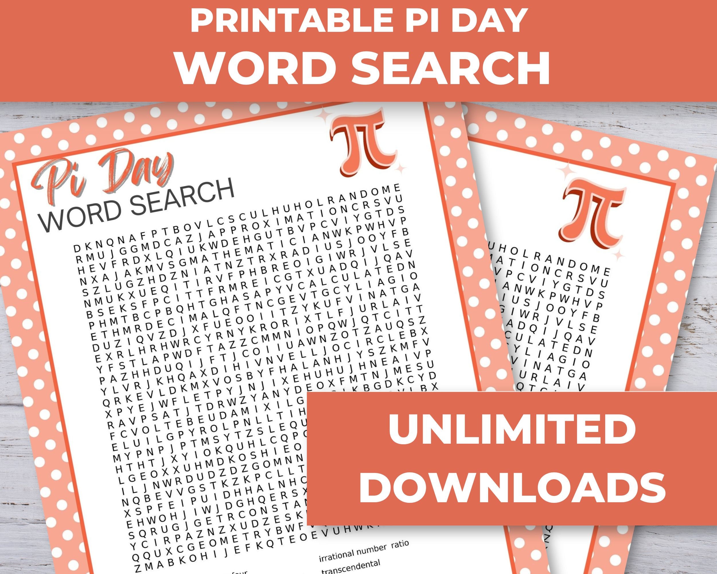 Pi Day Word Search Printable, Pi Day Activities for Kids Printable, Pi ...