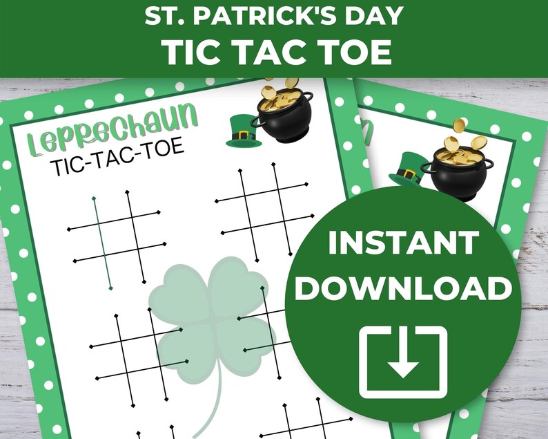 St. Patricks Tic Tac Toe Game, Printable St. Patrick's Day Game for ...
