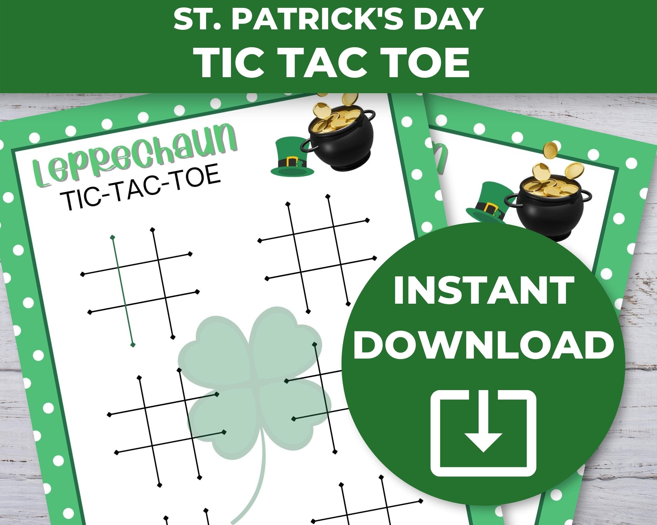St. Patricks Tic Tac Toe Game, Printable St. Patrick's Day Game for ...
