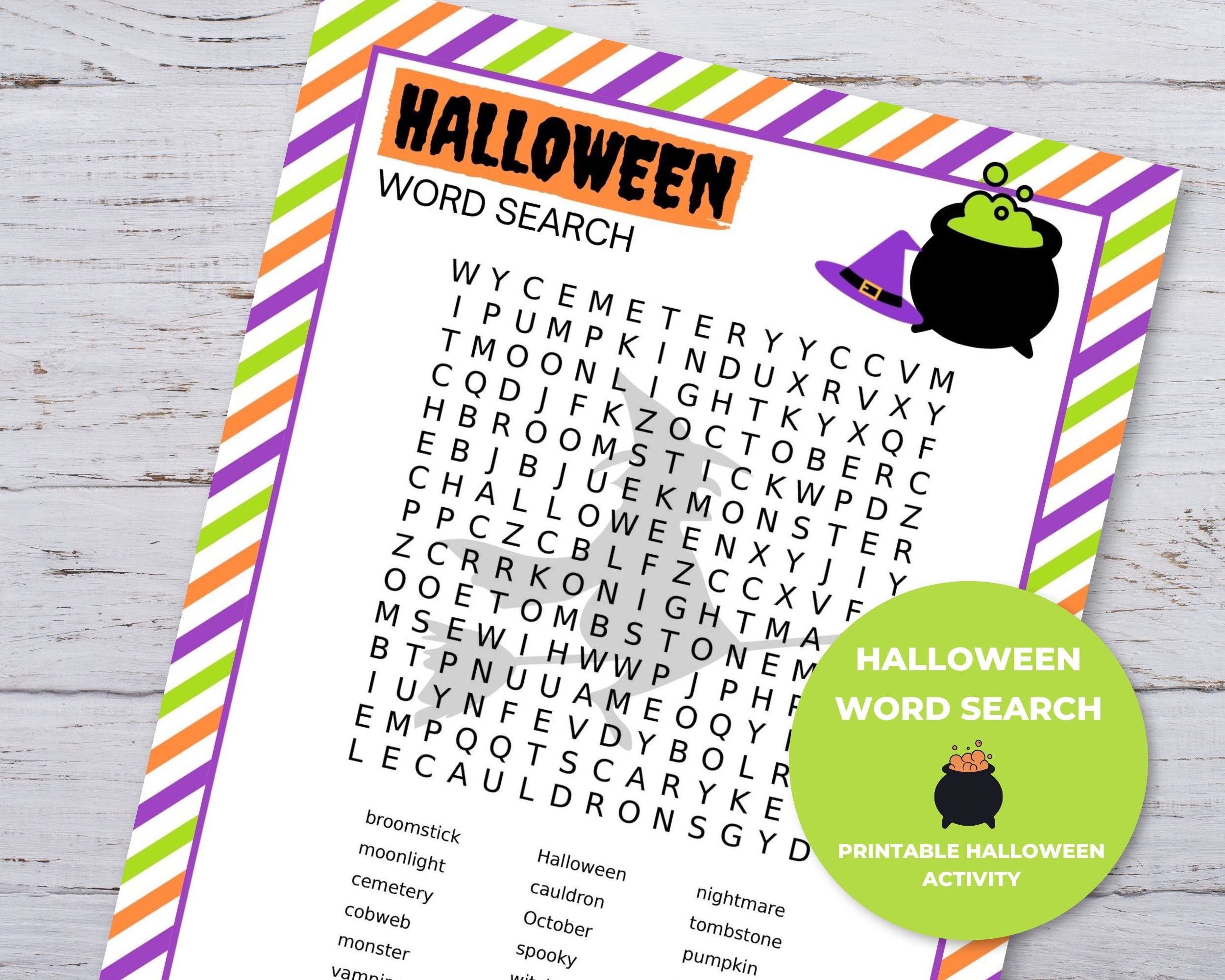 Halloween Word Search Printable, Halloween Printable Games for Kids ...
