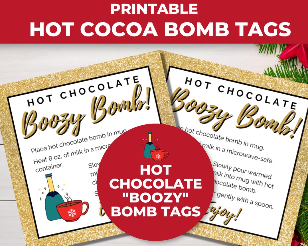 Boozy Bomb Label, Printable Hot Chocolate "boozy" Bomb Tags, Hot Cocoa ...