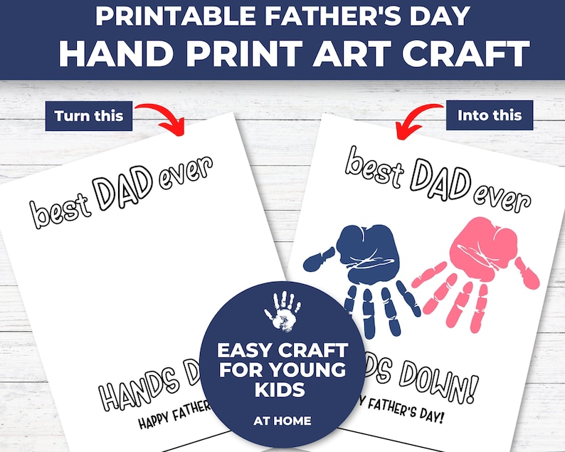 Best Dad Ever Handprint Craft, Father's Day Handprint Keepsake, Father ...