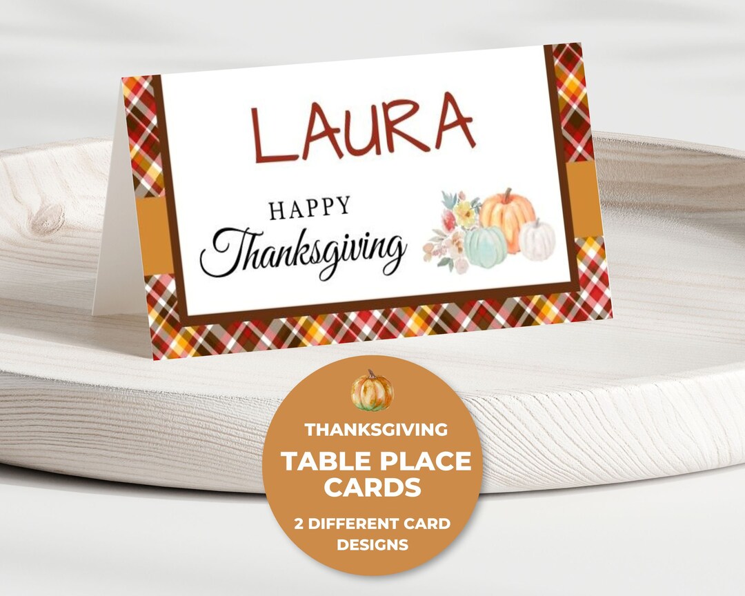 Thanksgiving Place Cards Printable, Happy Thanksgiving Place Setting ...