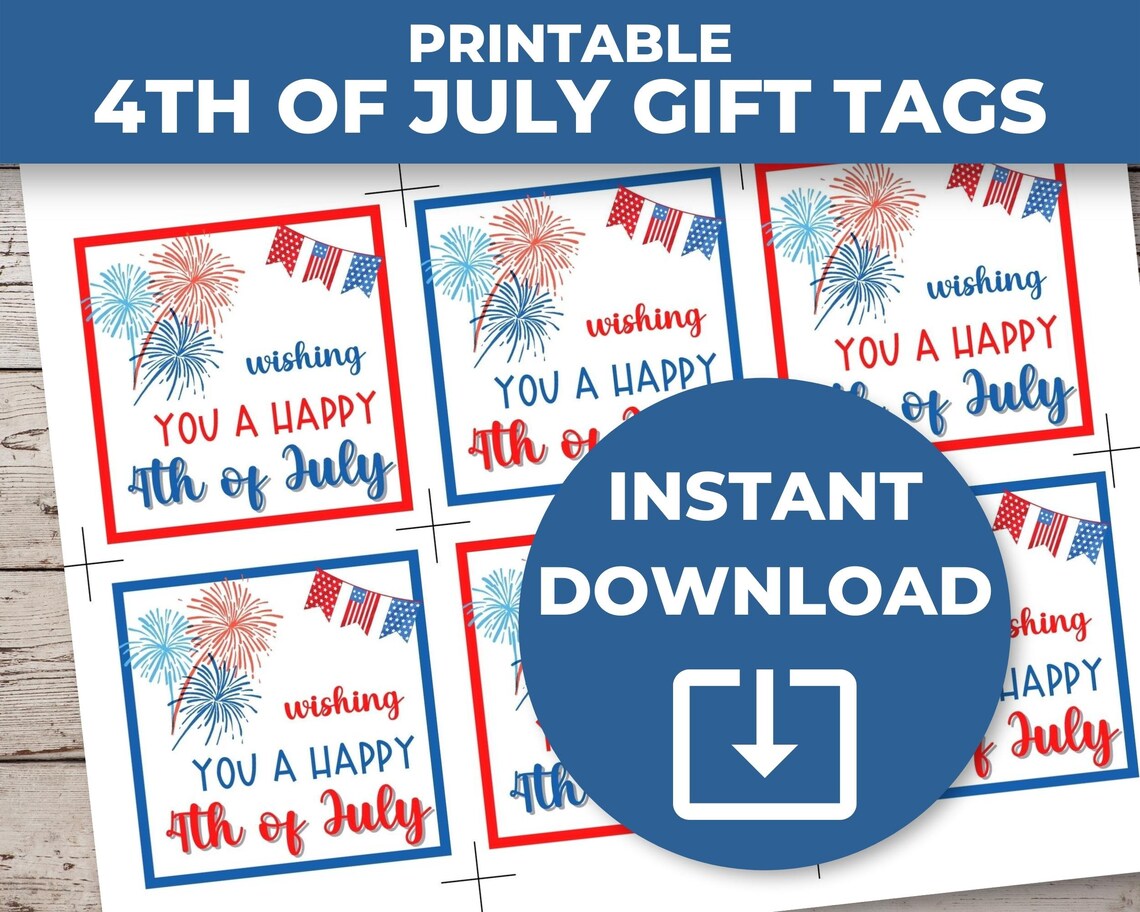 4th of July Gift Tags Printable Gift Tags Fourth of July - Etsy
