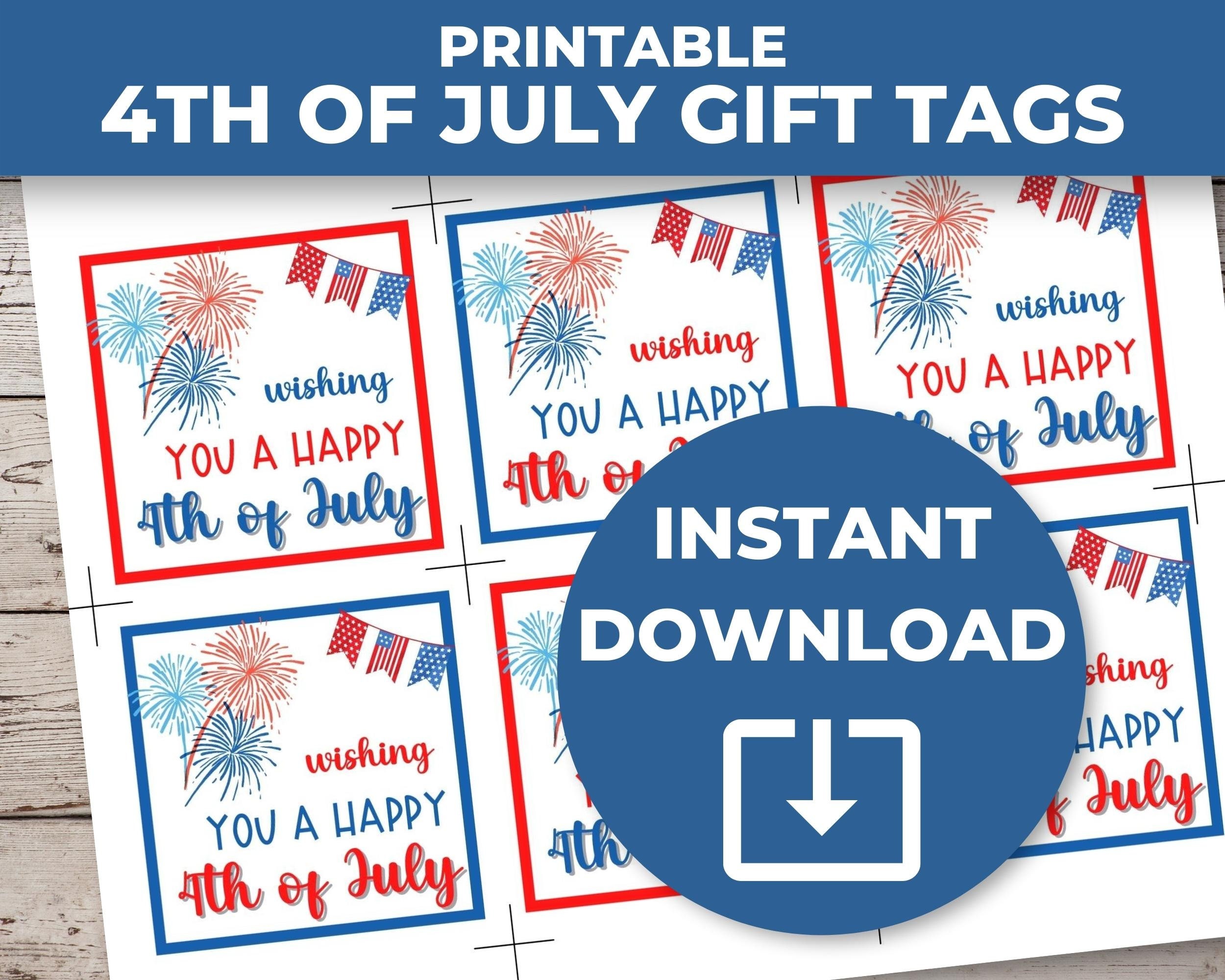 4th of July Gift Tags, Printable Gift Tags, Fourth of July Party Favor ...