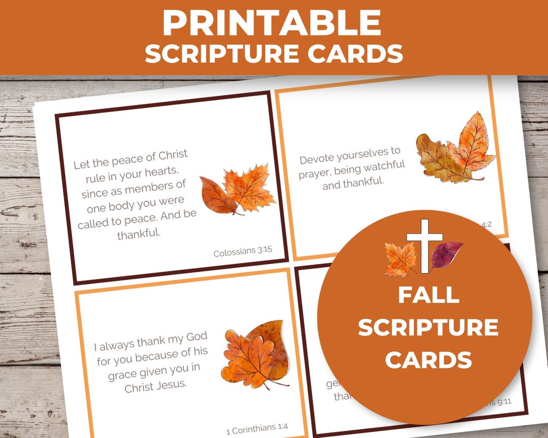 Fall Scripture Cards, Scripture Memory Cards, Bible Verse Memory Cards ...