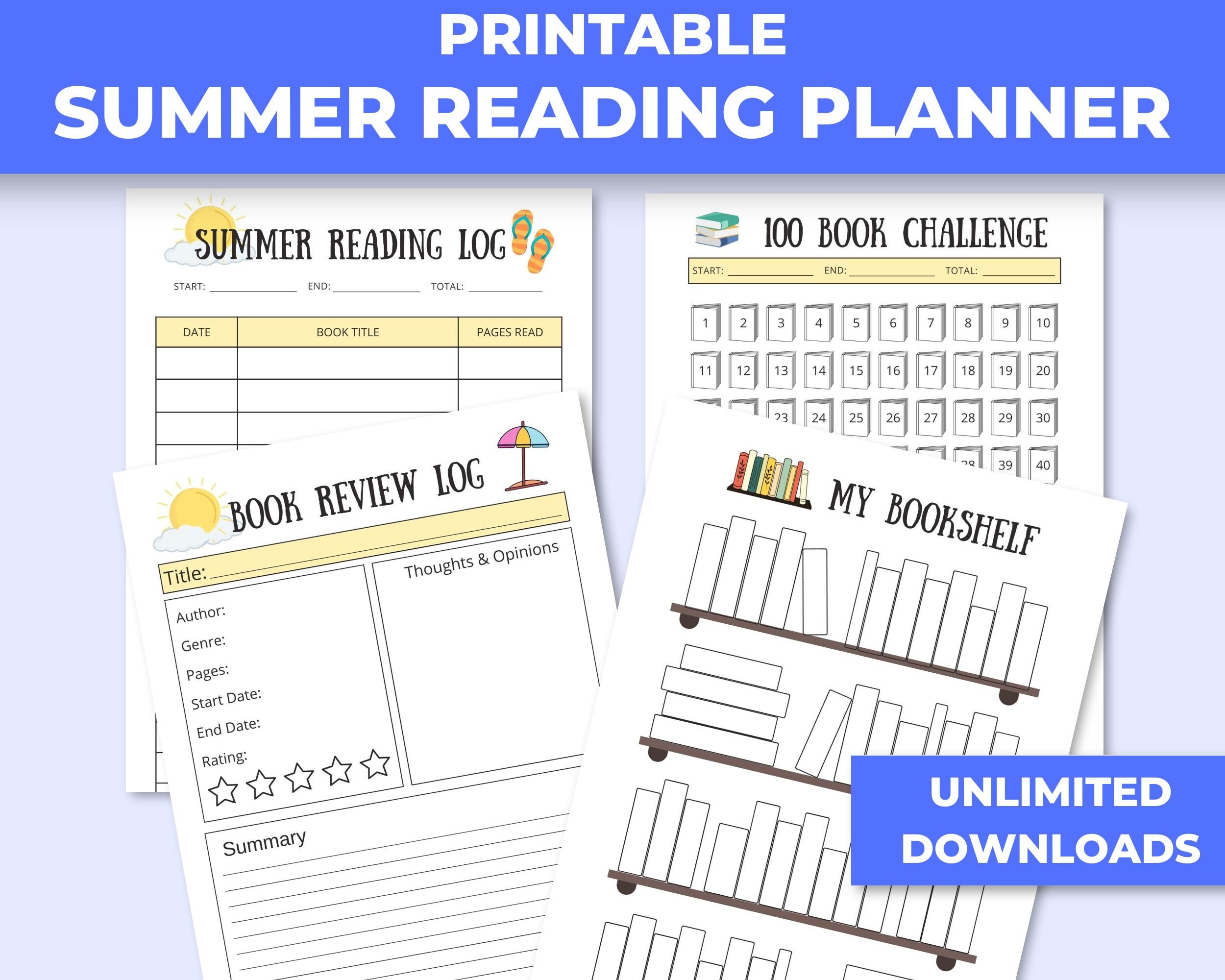 Summer Reading Challenge Printable, Summer Reading Log for Kids ...