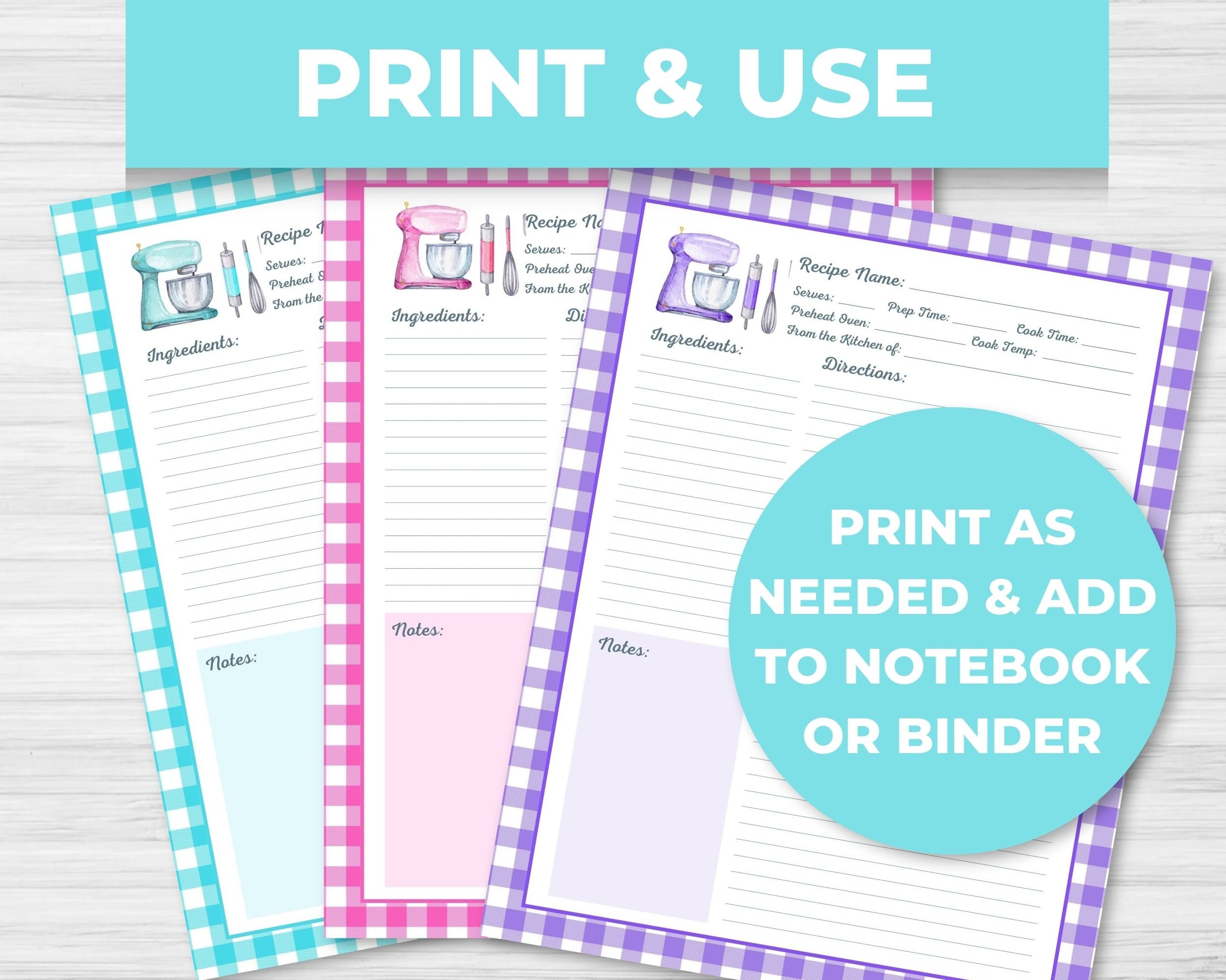 Printable Recipe Page Recipe Binder Pages Bring a Recipe - Etsy