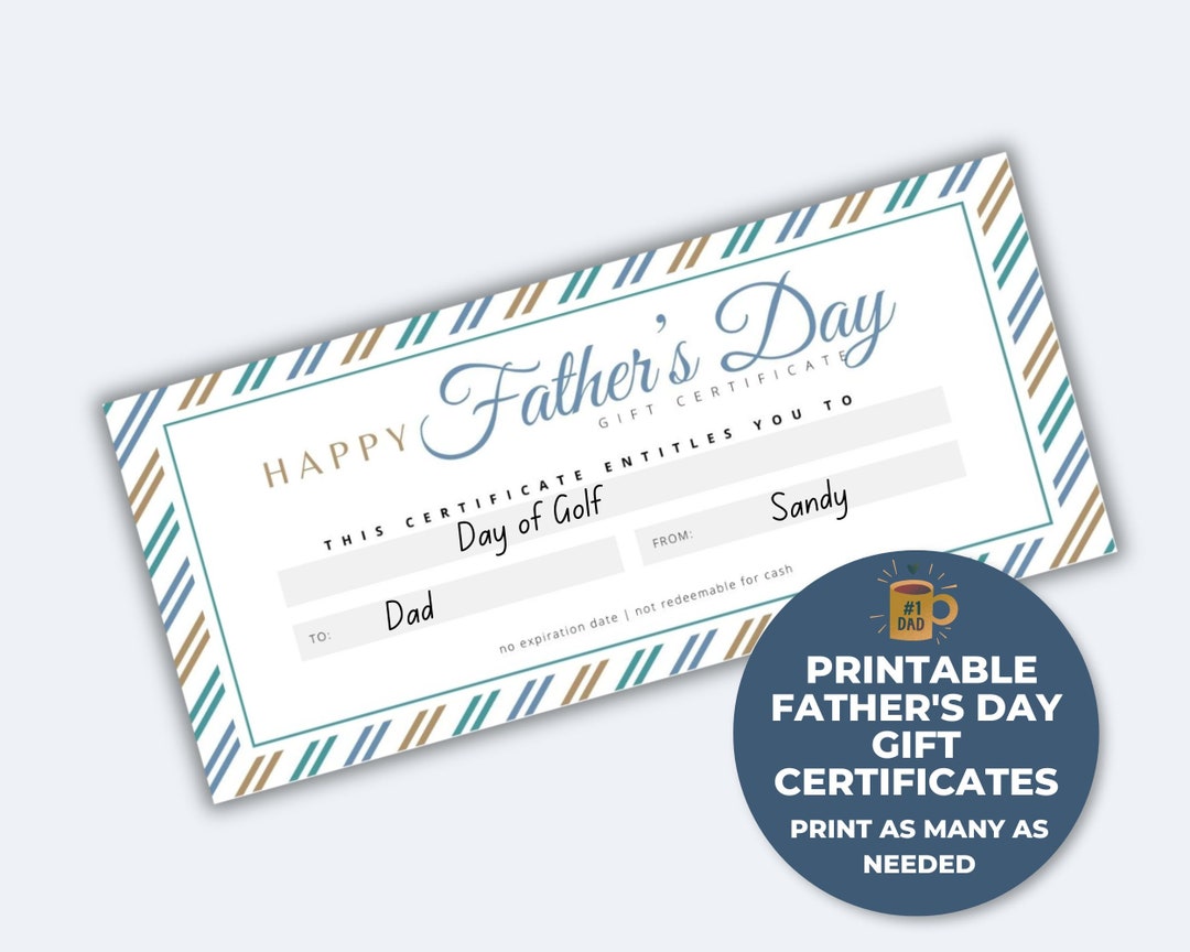 Fathers Day Gift Voucher, Gift Certificate Template, Blank Gift ...