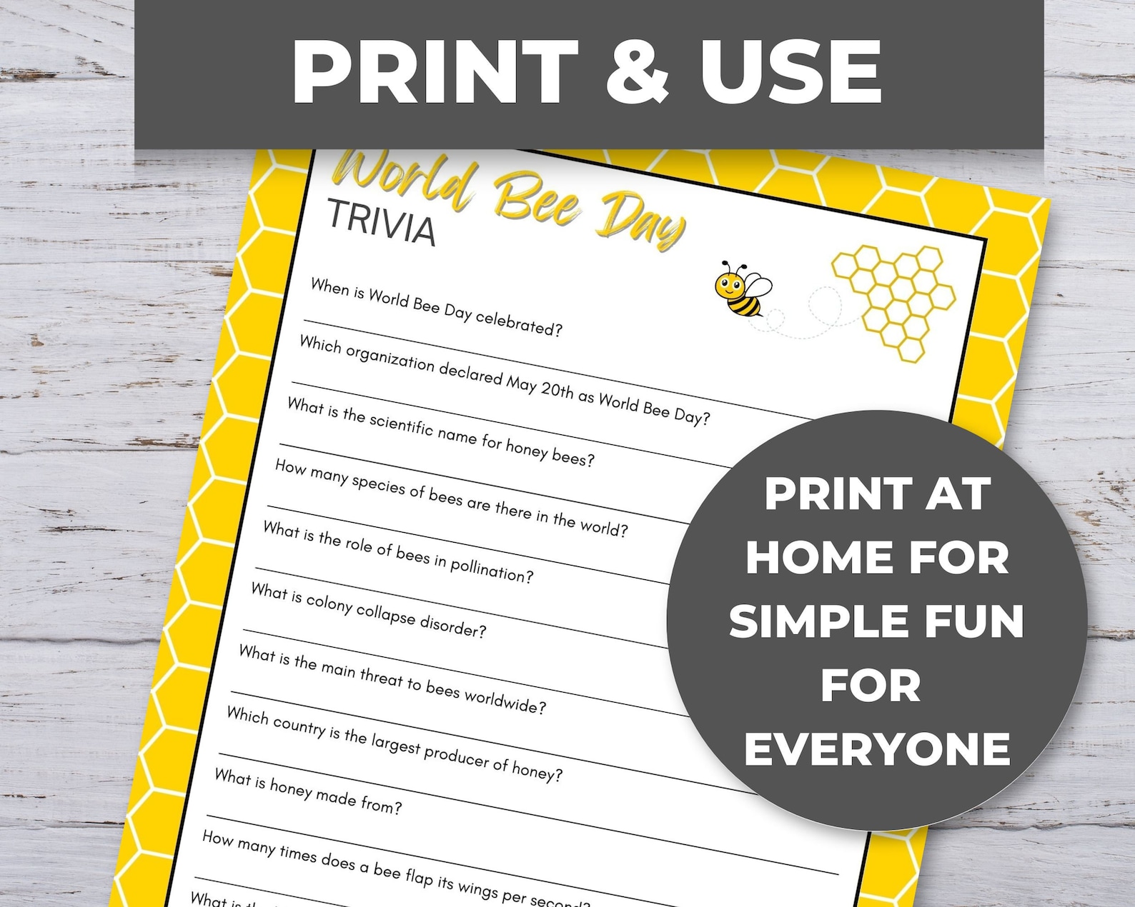 Bee Trivia Game, World Bee Day Printable, World Bee Day Trivia Game ...