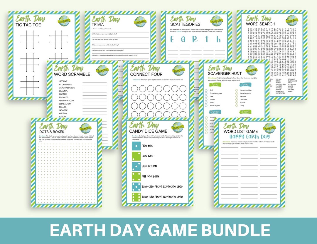 Earth Day Game Bundle, Printable Games for Kids, Classroom Activity ...