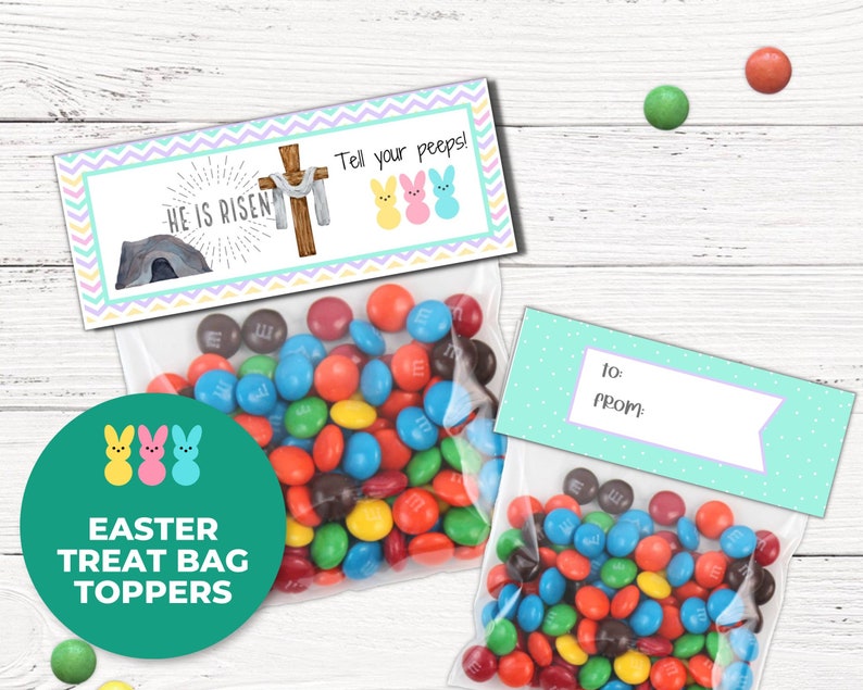 Easter Treat Bag Topper, He is Risen Printables, Easter Cookie Bag ...