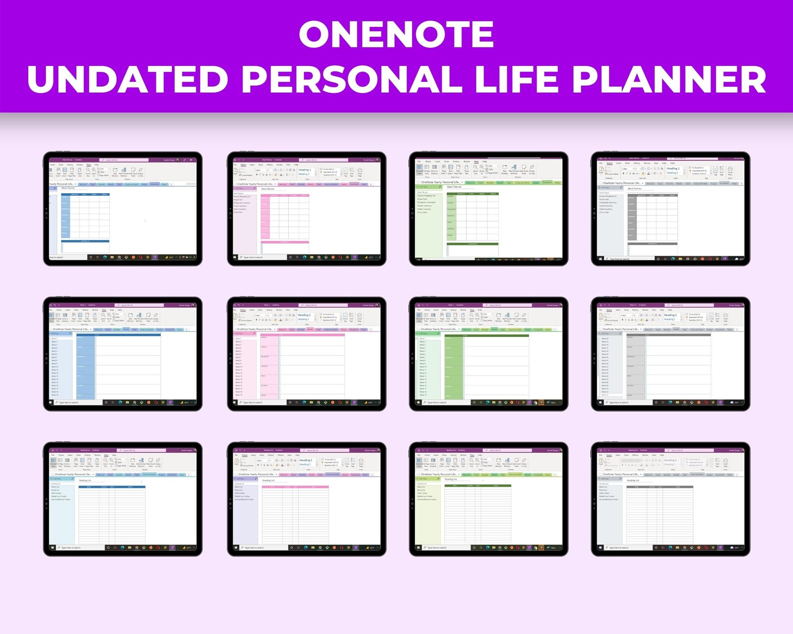 Onenote Digital Planner Undated, Onenote Planner Template, Digital Life ...