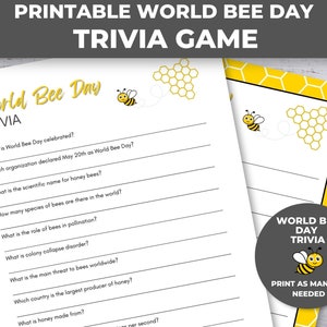 Bee Trivia Game, World Bee Day Printable, World Bee Day Trivia Game ...
