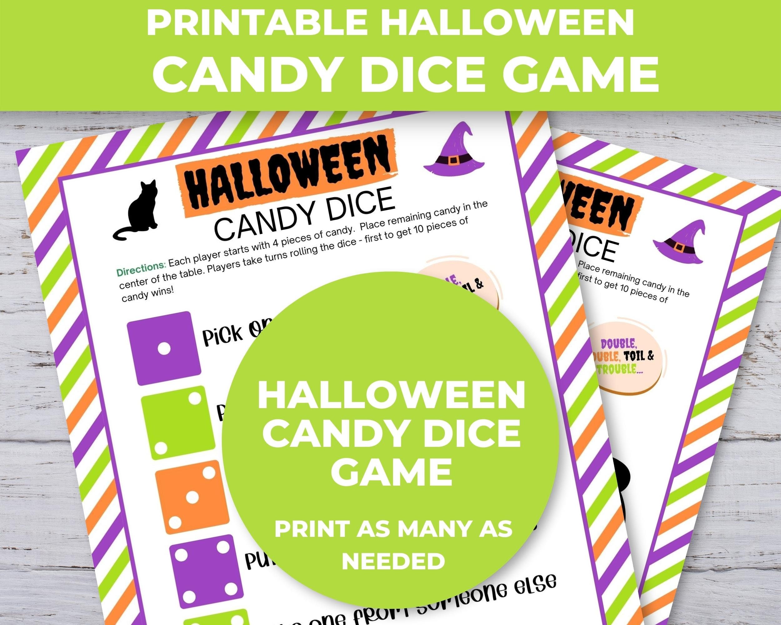 Halloween Candy Dice Game, Printable Halloween Game for Kids, Classroom ...