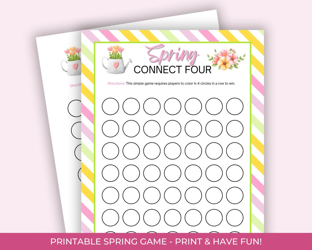 Spring Four in A Row Printable Spring Game for Kids, Classroom Activity ...