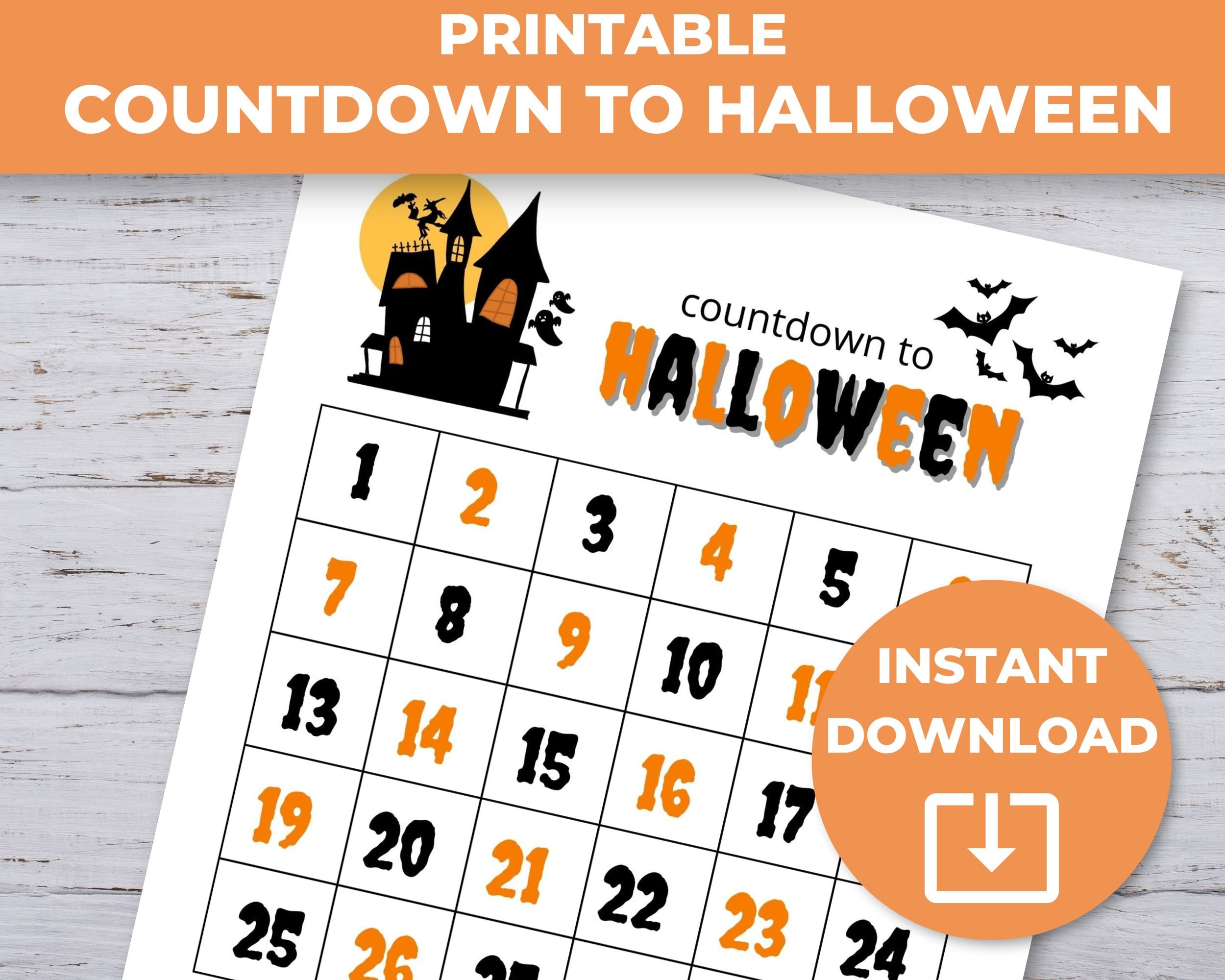 Halloween Countdown Printable Countdown to Halloween Days - Etsy