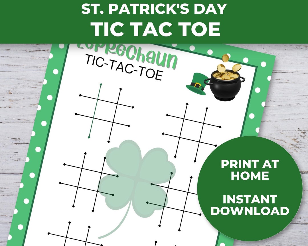 St. Patricks Tic Tac Toe Game, Printable St. Patrick's Day Game for ...