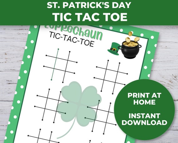 St. Patrick's Tic Tac Toe Game Printable St. | Etsy