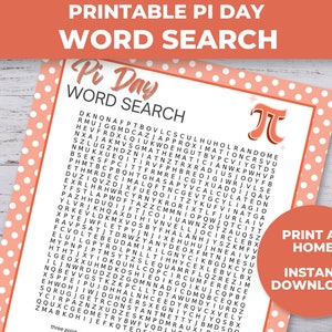 Pi Day Word Search Printable, Pi Day Activities for Kids Printable, Pi ...