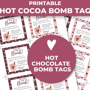 Printable Valentine Hot Chocolate Bomb Tags, Valentine Hot Cocoa Bomb ...
