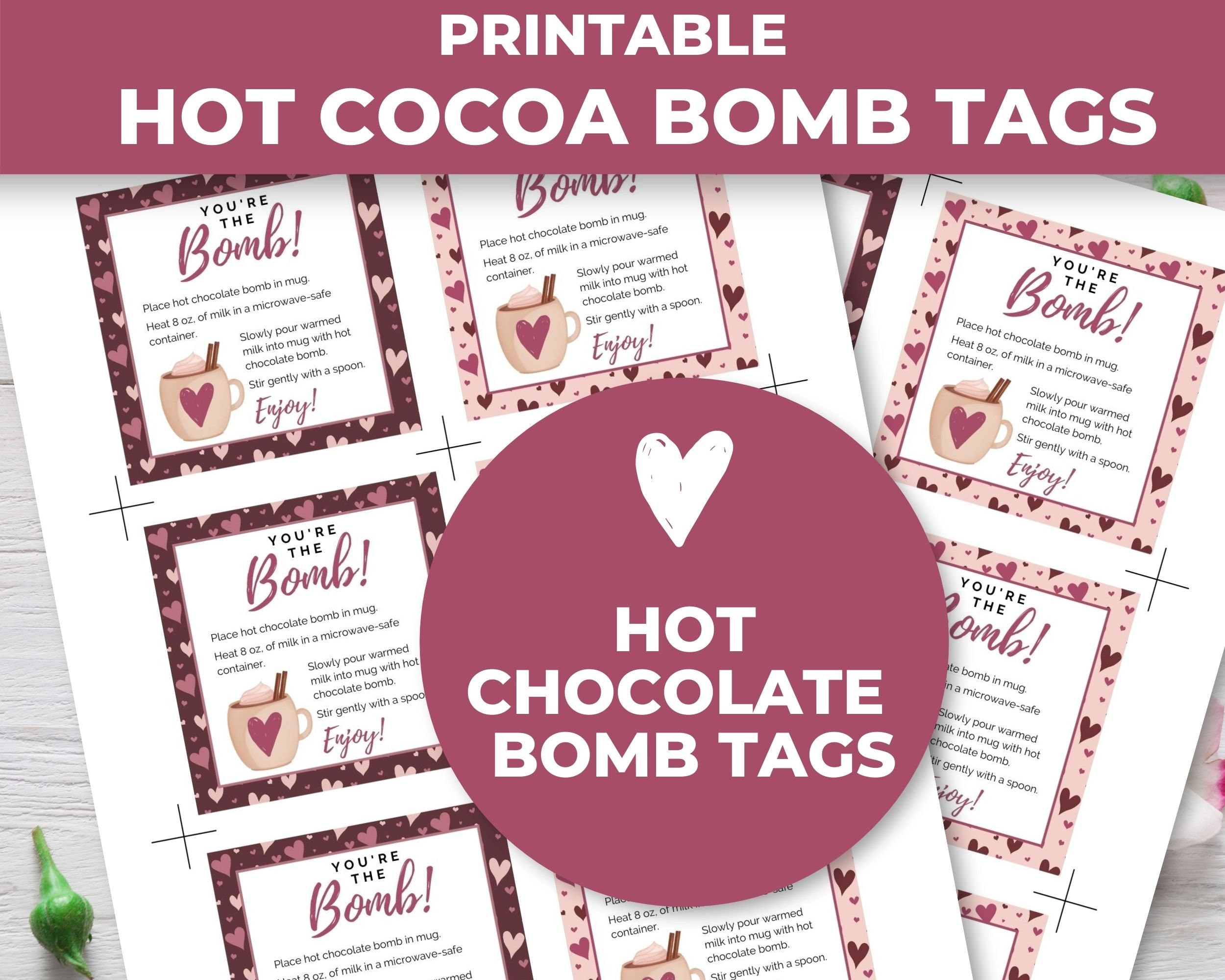 Printable Valentine Hot Chocolate Bomb Tags Valentine Hot - Etsy
