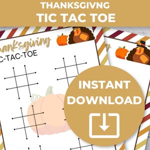 Thanksgiving Tic Tac Toe Game, Printable Thanksgiving Game for Kids ...