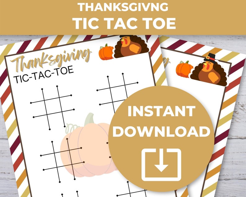 Thanksgiving Tic Tac Toe Game, Printable Thanksgiving Game for Kids ...