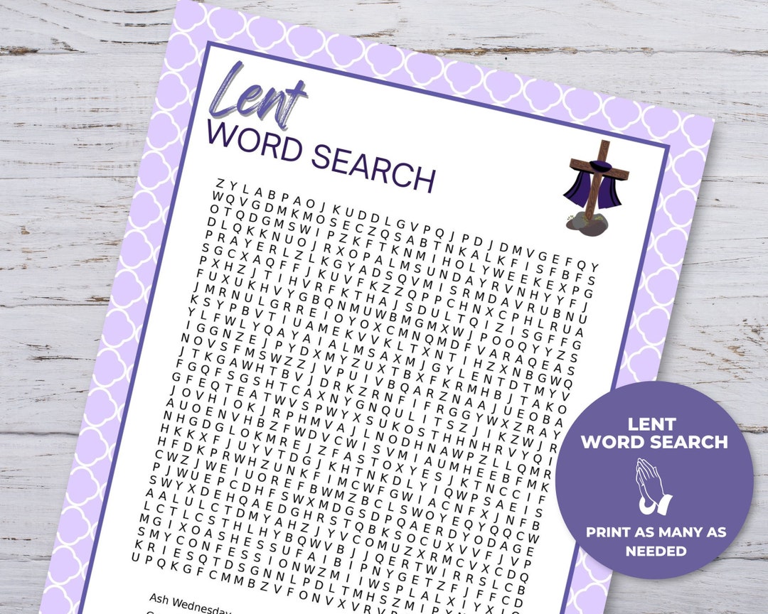 Lent Word Search Game, Printable Christian Game for Kids, Sunday School ...
