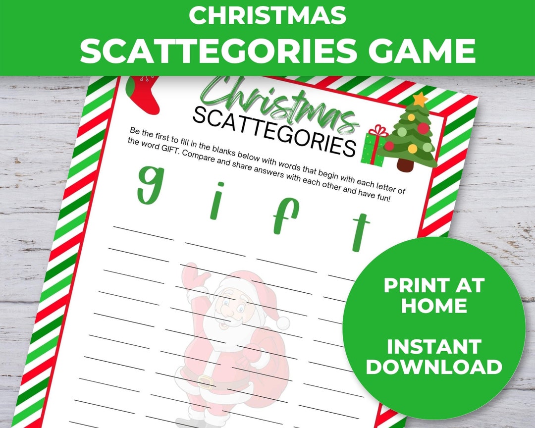 Printable Christmas Scattegories Game, Christmas Activities for Kids ...